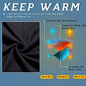 Dooy Men's Winter Thermal Fleece Cycling Bike Jersey Long Sleeve Running Jacket Windproof Breathable Reflective Softshell (Black, 2XL)