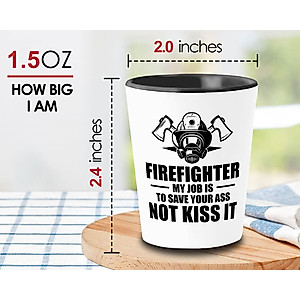 Flairy Land Firefighter Shot Glass 1.5oz - save your ess - Fire Chief Fireman, Fire Department, Rescuer, Fire Helmet, Firefighter Dad, Firefighter Mom