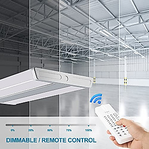 Lightdot Multifunction 4FT LED High Bay Light, Timer/Motion Distance Adjustable Commercial Bay LED Shop Lights, 240W (960W HPS Eqv), Remote Control Energy Saving Upto 9000KW*4/5Yrs(5Hrs/Day)-4Pack