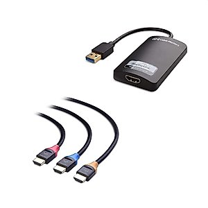 Cable Matters SuperSpeed USB 3.0 to HDMI Adapter (USB to HDMI Adapter) for Windows & 3-Pack High Speed HDMI to HDMI Cable 6 Feet