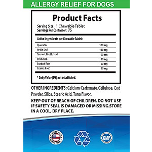 HAPPY PET VITAMINS LLC Dog Allergy Itch Relief - Dog Allergy Relief - Immune Booster - Itch Relief - Skin Soother - Treats - Dog tumeric Vitamin - 2 Bottles (150 Chewable Tabs)