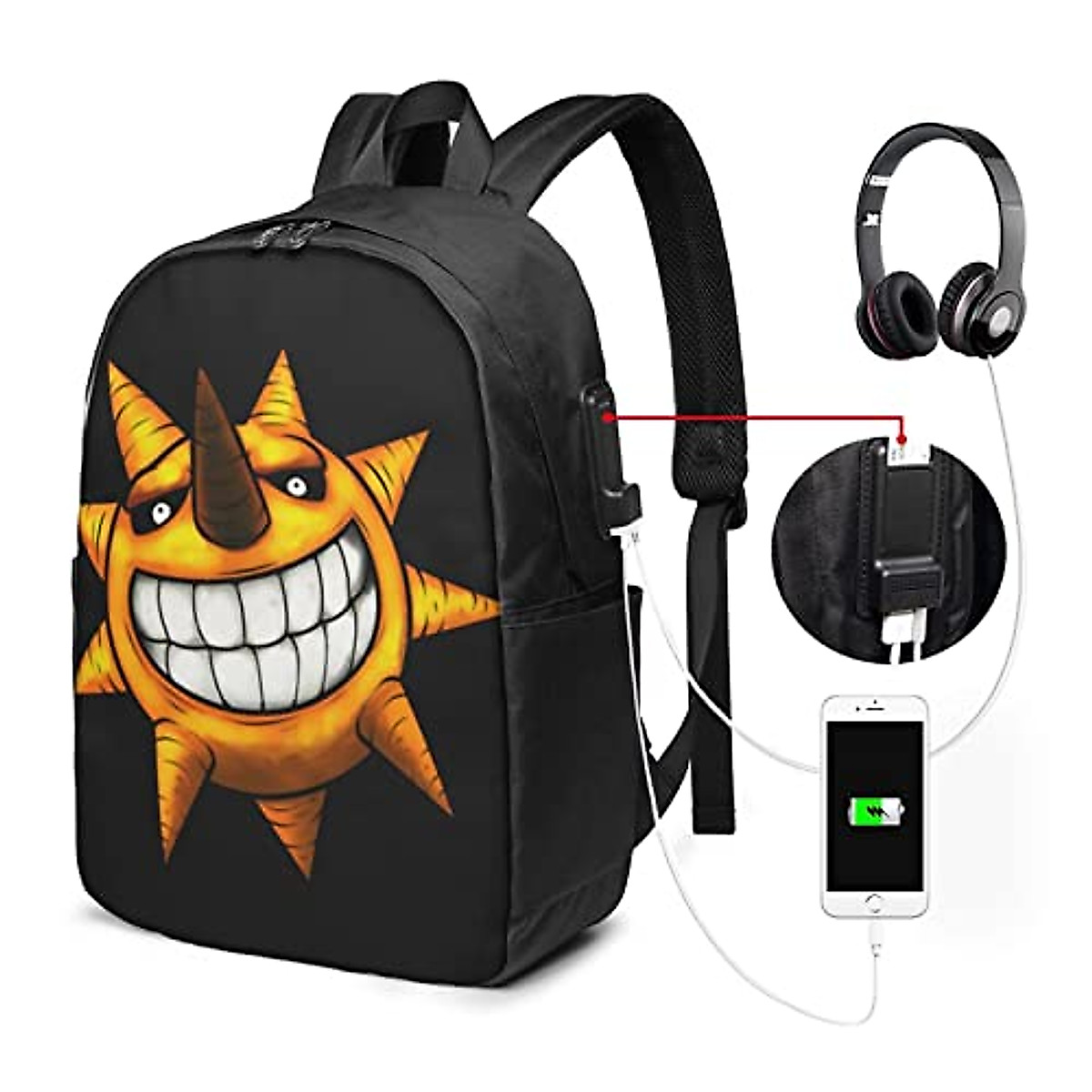 WAYOQI Soul Eater Laptop Backpack College Backpack Waterproof Durable Business Backpack With Usb Port Work Travel Casual Daypack 17 Inch