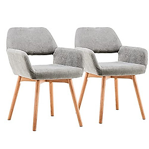 Homy Grigio Modern Dining Chairs Set of 4, Kitchen & Dining Room Chairs Dining Chairs Set of 2 for Living Room Bedroom Dining Room Arm Chairs Guest with Solid Wood Legs (Set of 2,Gray)