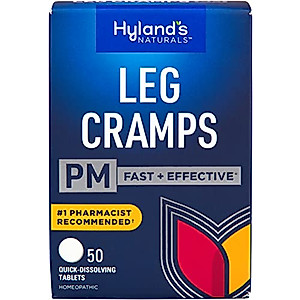Leg Cramps Tablets by Hyland's Naturals, PM Nighttime Formula, Natural Relief of Calf, Foot and Leg Cramps at Night, 50 Count