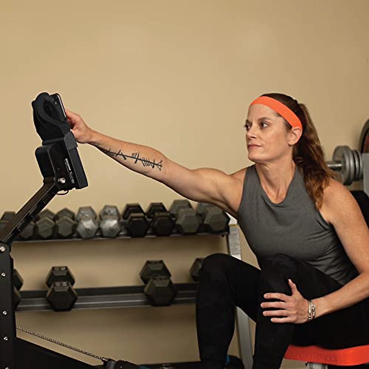 Smartphone Cradle Designed for Concept 2 Rowing Machine PM3 Monitor, PM4 Monitor, Silicone Phone Holder with Adapter Compatible with Concept2 Pm3 and Pm4 Monitors… (Black)