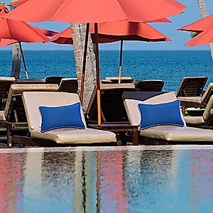 JMGBird 12×20 Inch Outdoor Lumbar Pillows Pack of 2 Waterproof Throw Pillows with Insert Rectangular Decorative Garden Cushion for Home Furniture Patio Coach Sofa (Dark Blue)