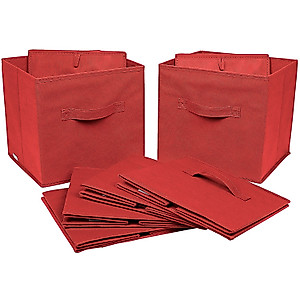 Greenco Foldable Storage Cubes Non-woven Fabric -6 Pack-(Red)