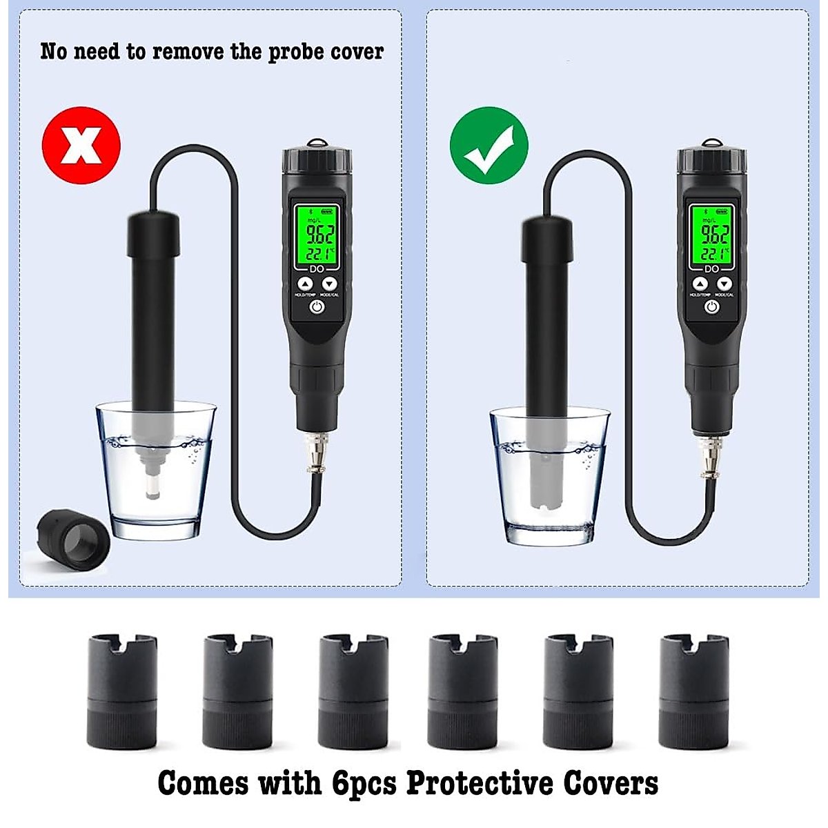 Generic Dissolved Oxygen Meter, Dissolved Oxygen Test Kit with Pen Shaped Polarographic Probe, Portable DO Tester for Aquarium Aquaculture Water Test, Bluetooth App Control, DO Range 0.0‑30.0mg/L