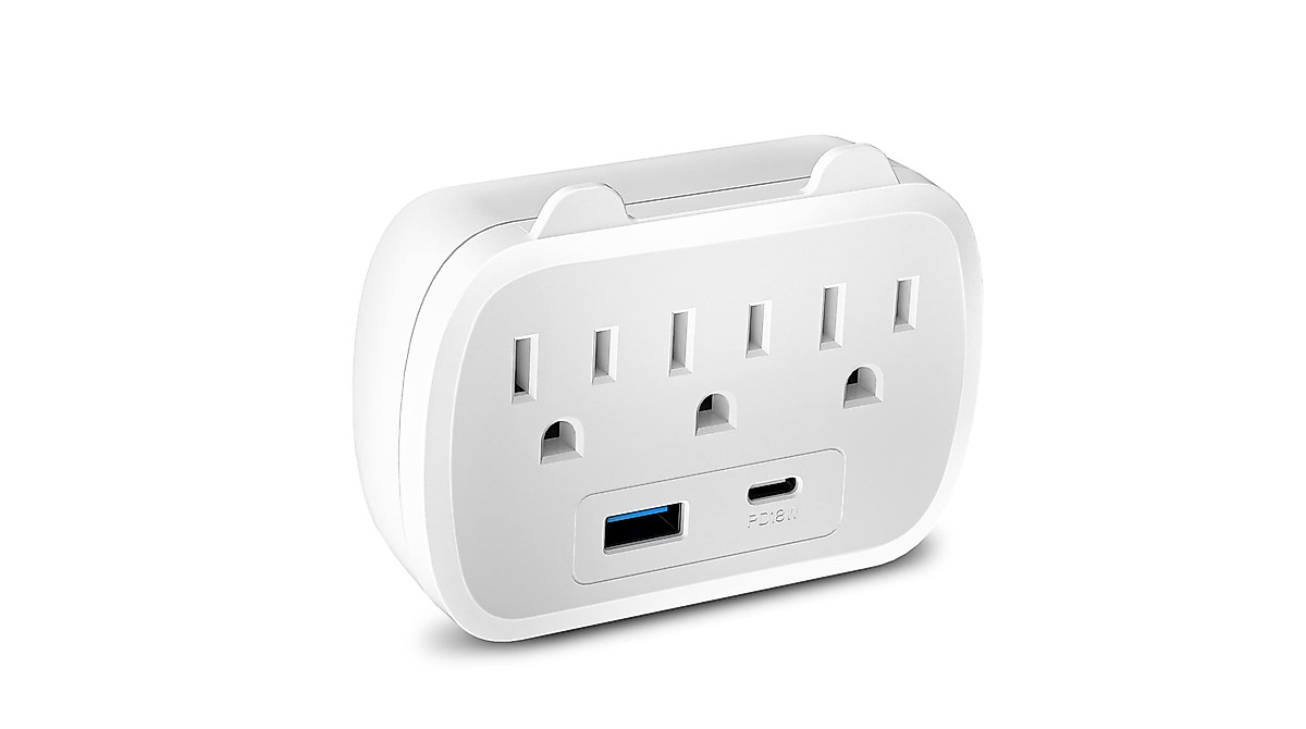 Outlet Extender with USB C, Multi Plug Outlet Adapter with 3 AC Outlets ...