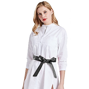 TeeYee Women Obi Belt Fashion Solid Color PU Leather 1.8 In Wide Waist Band 67 In in Extra Size (Black, Large)