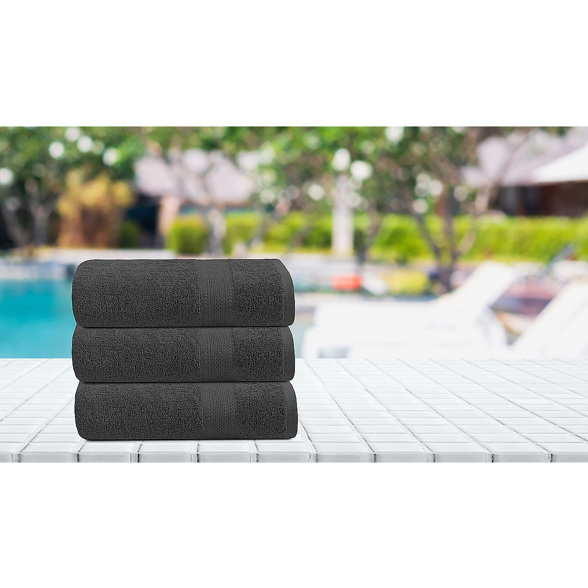TEXCRAFT Premium Bath Towel Set, 24 x 48 Pack of 6 100% Cotton Terry Towels for Bathroom, Quick Dry, Highly Absorbent, Soft Feel, for Shower, Pool, Spa, Gym, Hand Towel for Daily Use - Chr Grey
