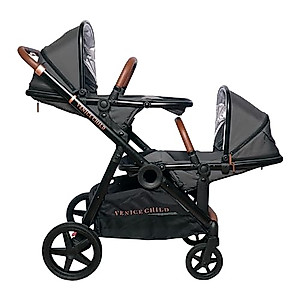 Venice Child Maverick Tandem Travel System Single to Double Stroller- Includes 2 Toddler Seats (Package 3, Twilight Gray)