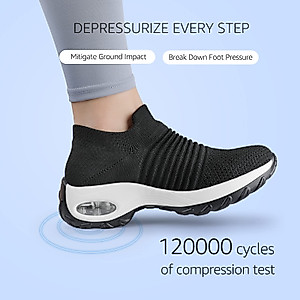 HKR Walking Shoes for Women Summer Slip On Platform Tennis Sneakers Breathable, Black/White 8.5 (ZJW1839heibai40.5)