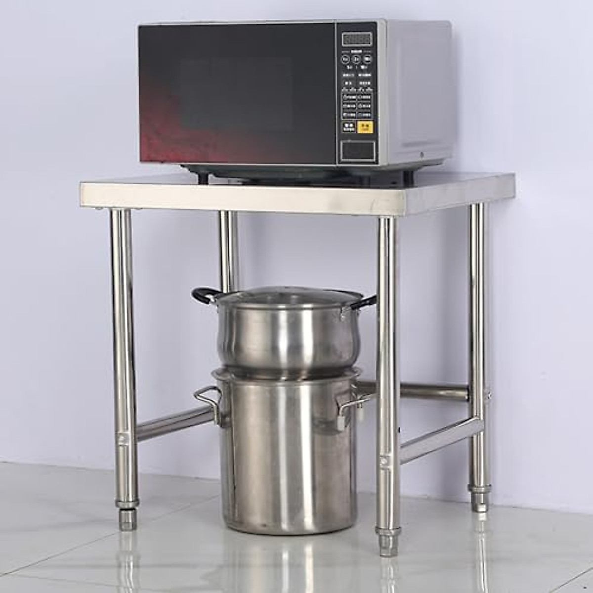 Kitchen Stainless Steel Work Table Commercial Prep Table Single Tier Metal Table Chopping Table Multifunctional Kitchen Cookware Stand Large Storage Work Table