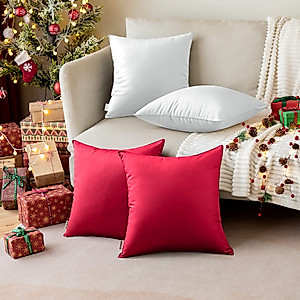 MIULEE Pack of 4 Decorative Outdoor Pillow Covers Waterproof Square Garden Cushion Cases PU Coating Throw Pillow Cover Shell for Tent Park Couch 20x20 Inch White