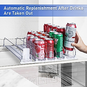 Nisorpa Drink Organizer For Fridge Dispenser, 5 Rows Soda Can Dispenser Water Bottle Organizer For Refrigerator Automatic Beverage Dispenser Pusher Glide Width Adjustable Beer Dispenser for Fridge