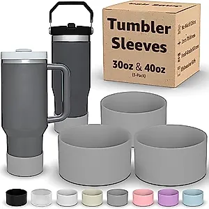 Jmoe USA Boot Sleeves for Stanley 40oz Adventure Quencher H2.0 & 20oz & 30oz IceFlow Tumblers | Protects Against Dents & Scratches | Protector for Bottom of Cup | BPA Free Silicone