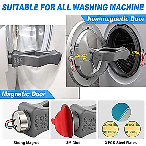 Magnetic Washer Door Prop, Flexible Washing Machine Door Prop Front Loader Helps your Washer Dry Properly to Prevent Odors, Fits Dryers and Dishwashers (Grey)