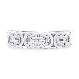 AFFY 14k White Gold Over Sterling Silver Byzantine Ring Jewelry For Engagement Wedding Anniversary Ring Size-7