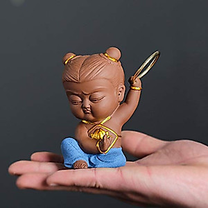 Kingzhuo Collectible Dolls Figurines Nezha Figurine Handcraft Artwork Ceramics Statue Chinese Ancient Legendary Hero Nezha Collectible Figurines Ceramic Ornaments Decoration Adorable Gift (7 x 10 CM)