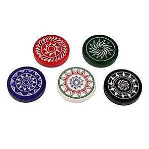 Professional Set of 24 Wooden Carrom Game Coins and Striker Set,Wooden Checkers (24 Pieces + 1 Striker with Striker Case)