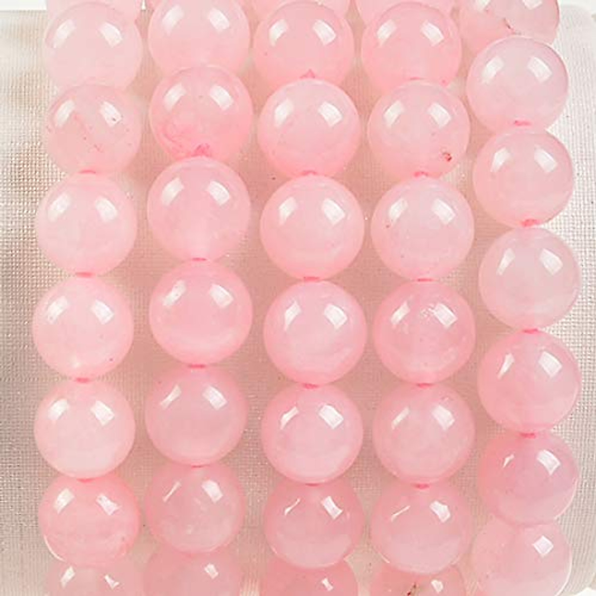 Massive Beads Natural Healing Power Gemstone Crystal Beads Unisex Adjustable Macrame Bracelets 8mm (Rose Pink)