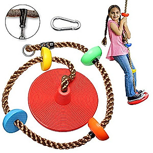 Unicam Climbing Rope Tree Swing for Kids with Platforms and Disc Swings Seat, Playground Swing Set, Outdoor Play Toys, Children Trees House Swing, with Carabiner and Strap Kit
