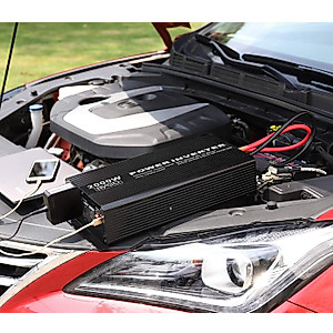 BYGD 2000W/4000W(Peak) Power Inverter 12V DC to 110V AC Converter with 4 AC Outlets Dual 2.1A USB Ports for Home, RV, Boat, Truck, Off-Grid Solar System