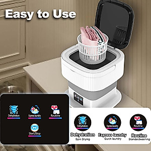 Small Washing Machine, 11L Portable Mini Washing Machine with Spin, Collapsible Washer and Dryer for Travel,Baby Clothes, Socks