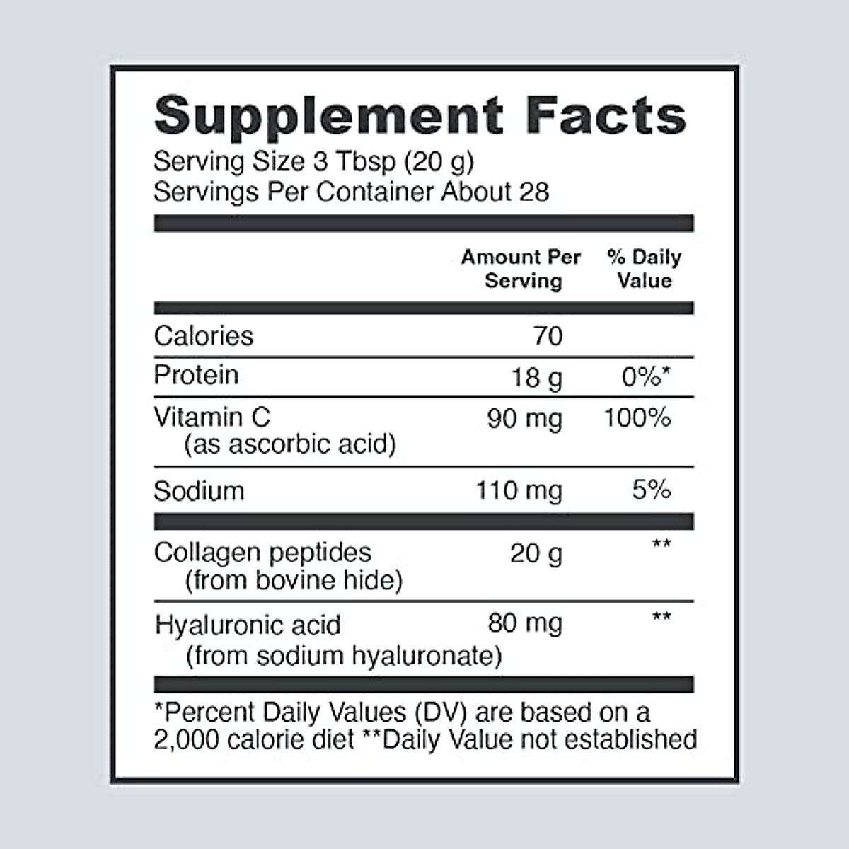 Vital Proteins Collagen Peptides Powder with Hyaluronic Acid and Vitamin C, Unflavored, 20 oz