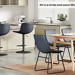 Soohow Set of 2, Kitchen Room Mid Century Midcentury Modern Faux Leather Comfortable, Home, Bistro Coffee Shop, Dining Chairs 4 PCS, Blue