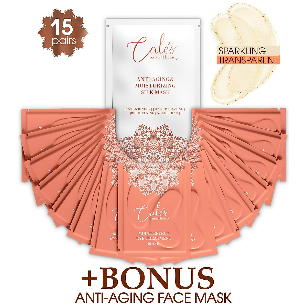 Under Eye Patches for Puffy Eyes Collagen Eye Mask for Dark Circles Gel Under Eye Pads for Wrinkles with Hyaluronic Acid Clear Eye Masks Under Eye Bags Treatment Men and Woman (15 pairs)