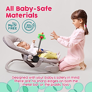 VIKOS Products Toy Bar for Baby Bouncer - Googly Eyes Toy Plays Music and Balls Make Tinkling Sounds - Baby-Safe Plastic Baby Bouncer Toys - Easy to Install Baby Bouncer Accessory