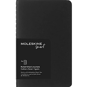 Moleskine Cahier Soft Cover Smart Notebook, Ruled/Lined, Pocket (3.5" x 5.5") Black, Compatible w/ Moleskine Smart Pen, 56 Pages