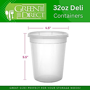 Deli Containers with Lids [32 oz. 40 Pack] Disposable Clear Lunch Containers Leakproof | Plastic Round Food Storage Containers | Freezer Containers for Food