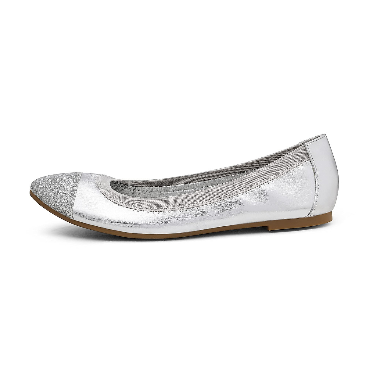 DREAM PAIRS Women's Sole-Flex Ballerina Walking Flats Shoes,Size 12,Silver,Sole-Flex