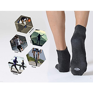 CelerSport 6 Pack Men's Ankle Socks with Cushion, Sport Athletic Running Socks, 3 Dark Gray + 3 Gray, Large