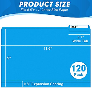 File Folder, HERKKA 120 Pack 1/3 Cut Tab File Folders, Colored File Folders Designed for Office and Classroom Use, Letter Size, Assorted 6 Colors
