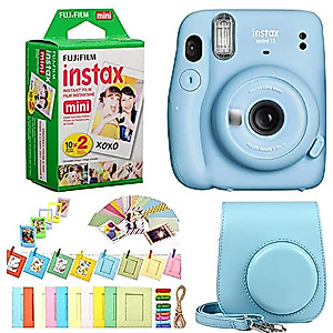 Fujifilm Instax Mini 11 Instant Camera + Fuji Instax Film 20 Shots + Protective Case + Frames Design Kit (Sky Blue)