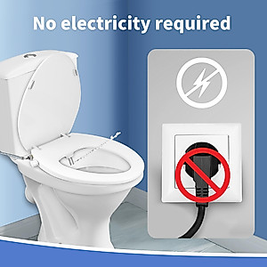 Jecatiy Non-Electric Bidet Toilet Seat with Self Cleaning Dual Nozzles, Elongated Bidet Toilet Seat with Quiet-Close, Fit Elongated Toilet, Rear and Feminine Wash, Easy Installation with Brass Inlet