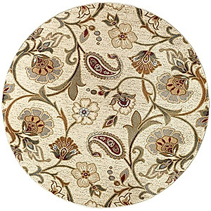 Fairfield Beige Modern Large 8ft Round Rug - Area Rug - Indoor Area Rugs for Living Room - Dining Room Rug - Bedroom Rug - Kitchen Rug - Entryway Rug Contemporary Carpet - Alfombras para Salas