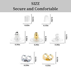 Nkwuire 7 Styles 500PCS Earring Backs for Studs, Clear Plastic Hypoallergenic Metal Rubber Silicone Earring Backs Bullet Clutch Stoppers Replacement Kits for Fish Hook Earring Studs Hoops