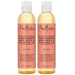 Shea Moisture Body Oil with Coconut & Hibiscus for Bath and Shower, Coconut Massage Oil & Coconut Body Oil, Shea Moisture Body Oil with Hibiscus Flower Extracts (2 Pack, 8 Oz Ea) 