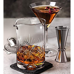 Mofado Crystal Cocktail Mixing Glass - 24oz 710ml - Thick and Sturdy Bottom, Durable - Premium Seamless Design - Professional Quality