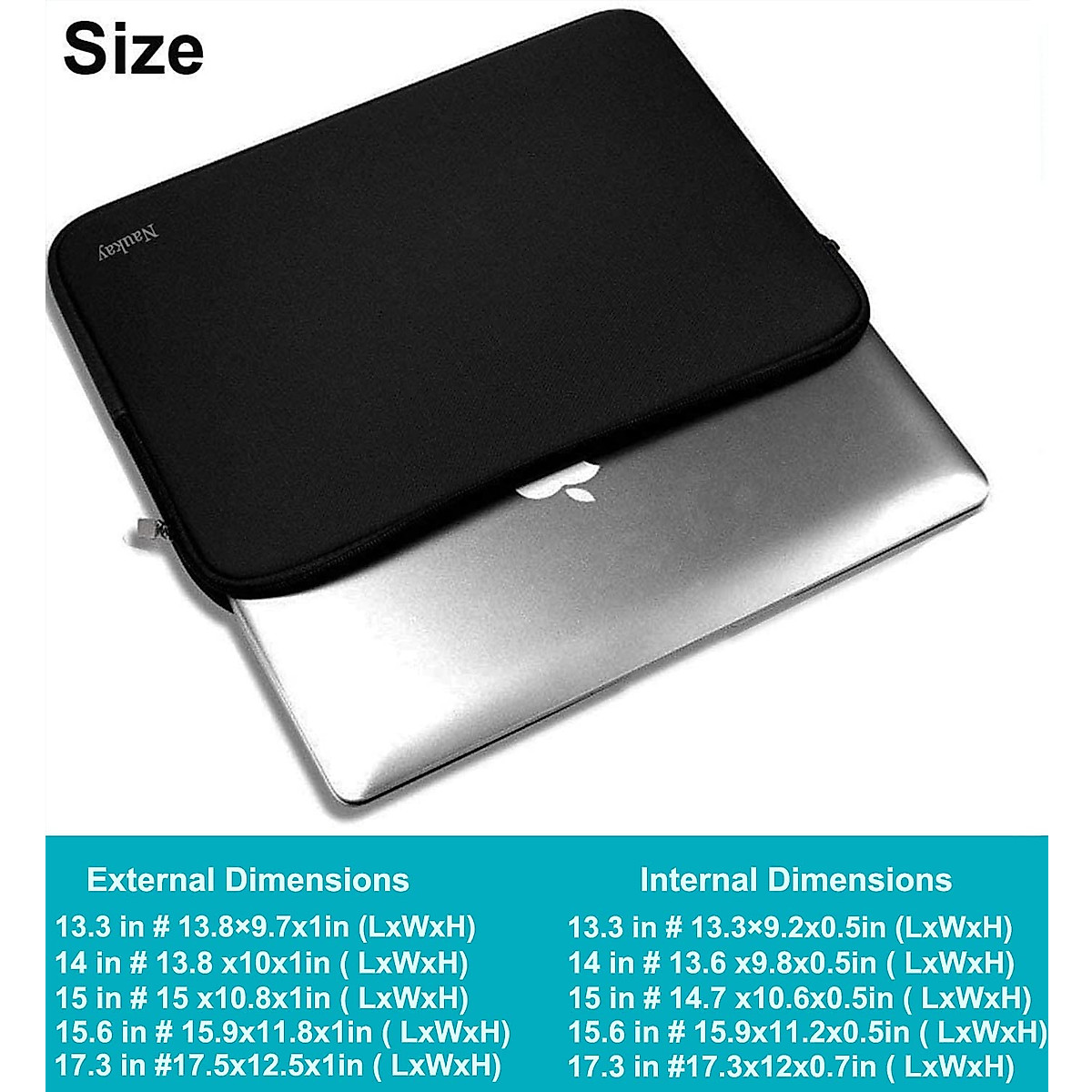 Naukay Laptop Sleeve Case 15.6 Inch,Resistant Neoprene Laptop Sleeve/Notebook Computer Pocket Case/Tablet Briefcase Carrying Bag Compatible Asus/Dell/Fujitsu/HP/Sony/Toshiba/Acer/Fujitsu- (Black)