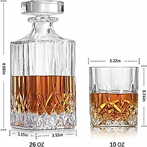 WODEXINGKO Whiskey Decanter Sets for Men, Classic Whiskey Decanter Set with Glasses, Liquor decanter for Bourbon, Scotch, Vodka - Whiskey gifts for men. Bourbon gifts for men. Transparent