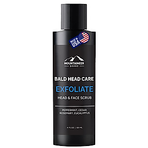 Mountaineer Brand Bald Head Care For Men | Exfoliate Head/Face Scrub | All Natural Exfoliating Scalp | Daily Grooming Head and Face Care Wash for Sensitive Skin | Refreshing Natural Scent 4oz
