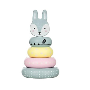 Wooden Stacking Toys for 2 3 4 Year Old, Unisex Toddler Toys, Baby Boy Toys, Montessori Toys for 2 3 4 Year Old, Rings Stacker, Educational Learning Stacking Tower, Wooden Toys (Rabbit Topper)