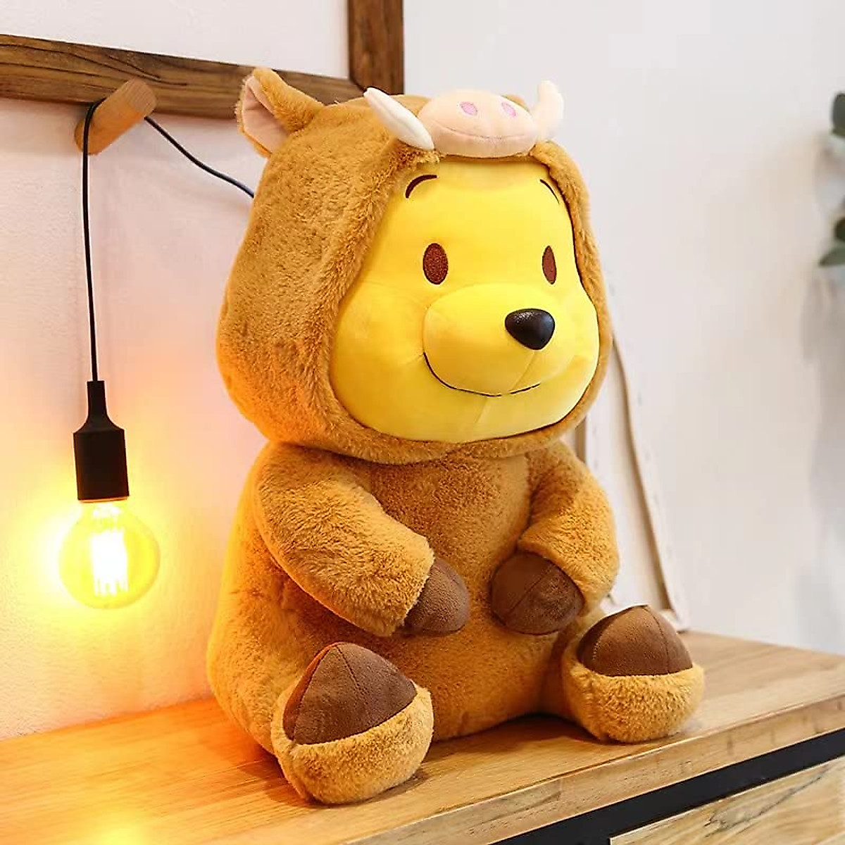 BAI LAN HEI Winnie The Pooh Stuffed Animal 35cm, 13.8'' Kawaii Cartoon Pooh Bear Doll Plush Toy Gifts for Boys Girls, Children's Day Gift Brown & Yellow