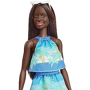 Barbie Loves The Ocean Beach-Themed Doll (11.5-inch Brunette), Made from Recycled Plastics, Wearing Fashion & Accessories, Gift for 3 to 7 Year Olds
